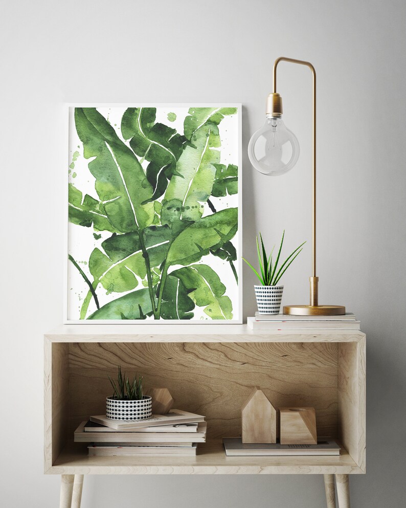 Tropical Banana Leaves Illustration Abstract Palm Leaves - Etsy