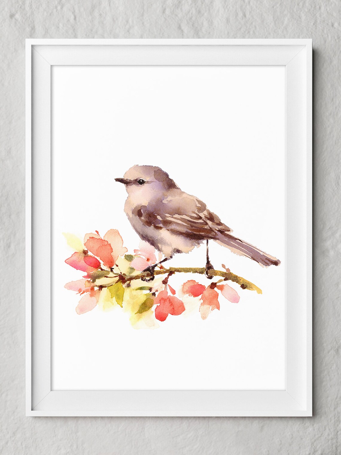 Watercolor Birds Flowers Print Set of 2 Bird Painting Wall - Etsy