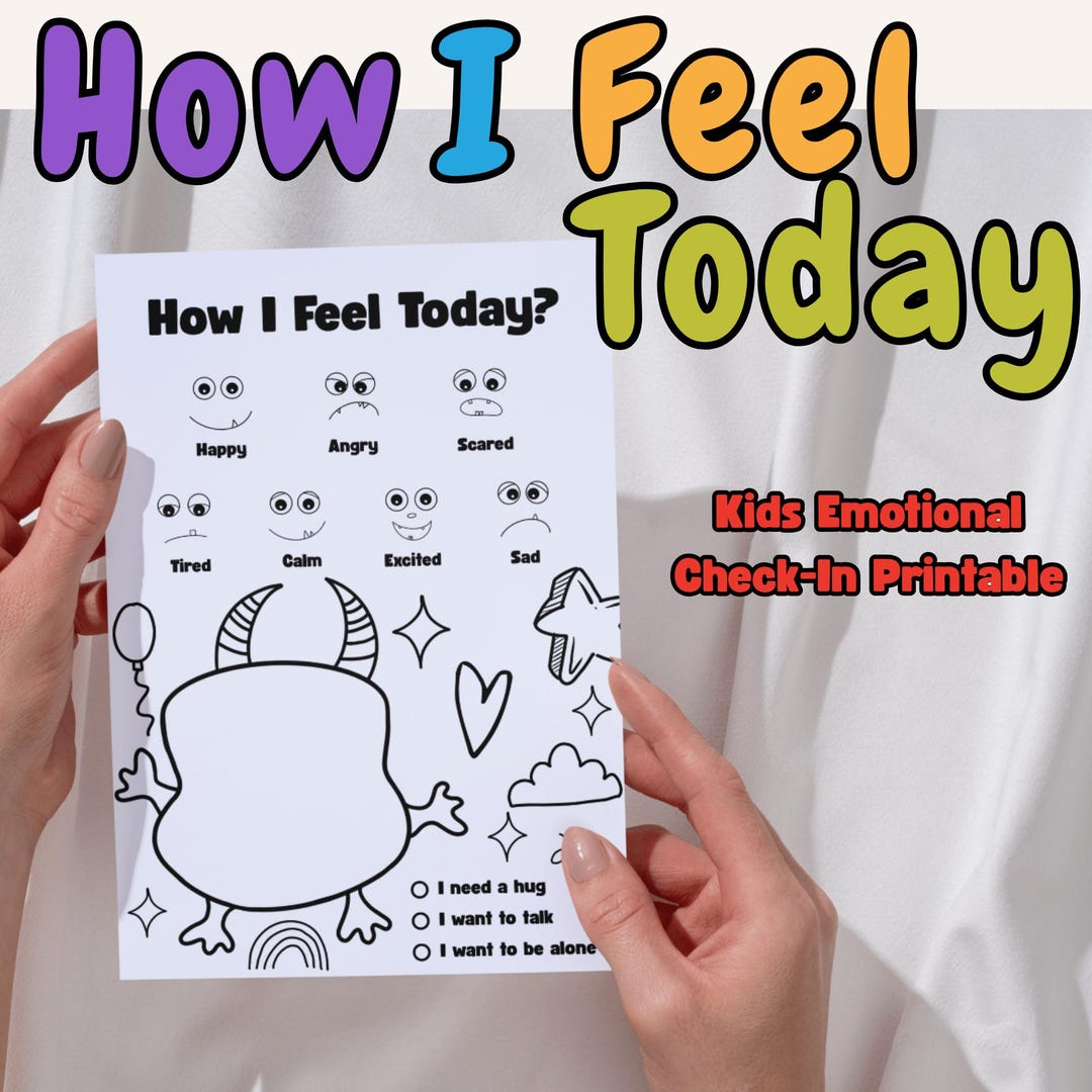 Kids Emotion Check-in | Feelings Coloring Page (digital Download) - Etsy