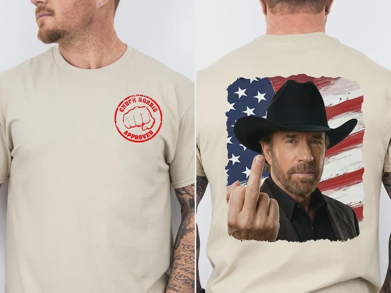 Chuck Norris Middle Finger T-shirt, American Flag Tribute Tee - Etsy