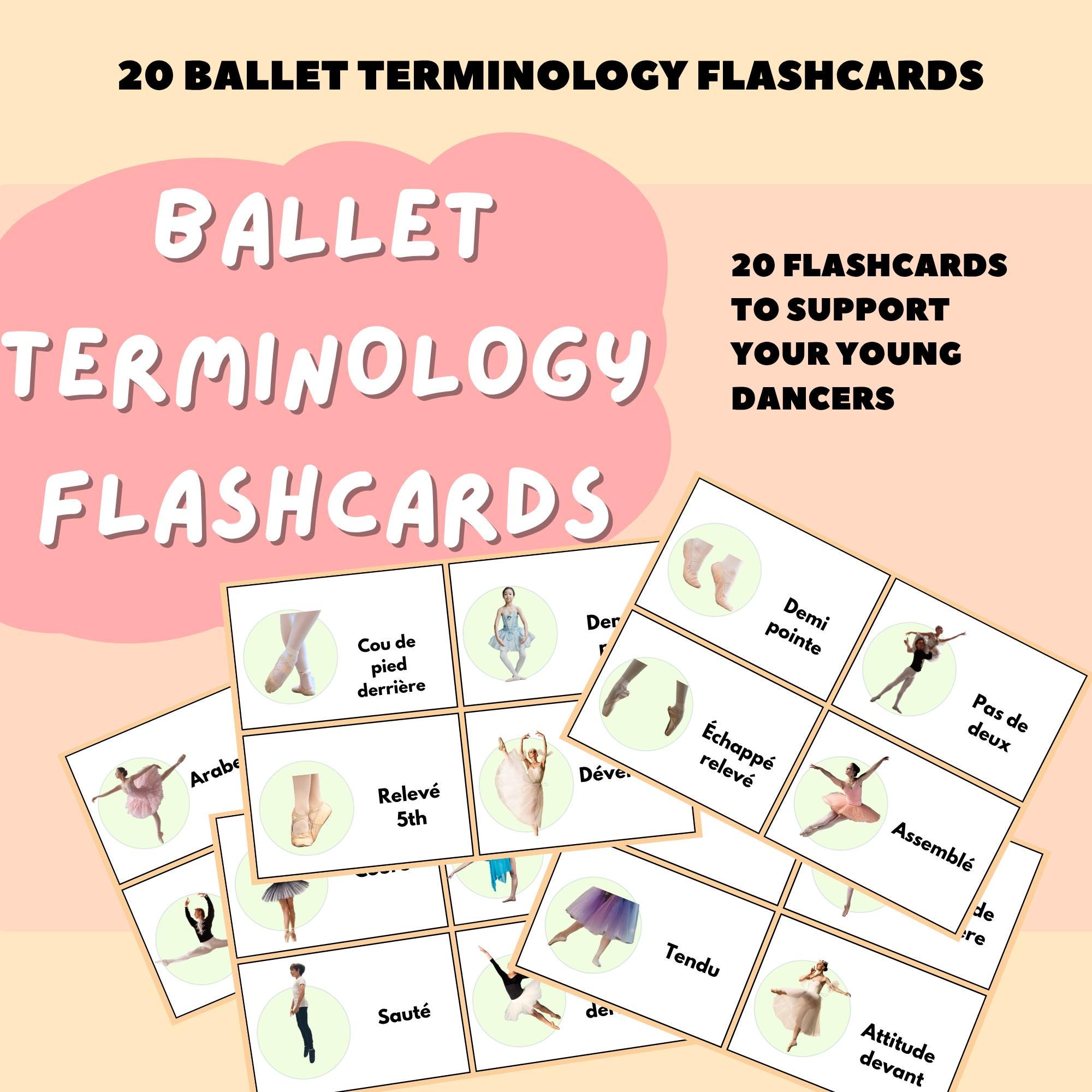 Ballet Terminology Flashcards, French Vocabulary, Dance Study Cards ...