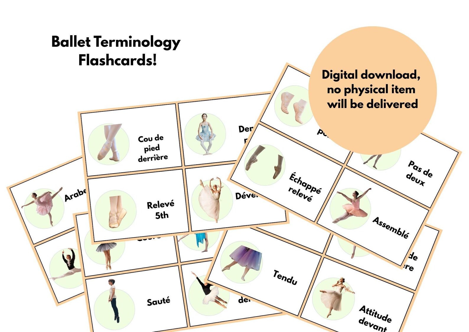 Ballet Terminology Flashcards Printable, Ballet Steps and French ...