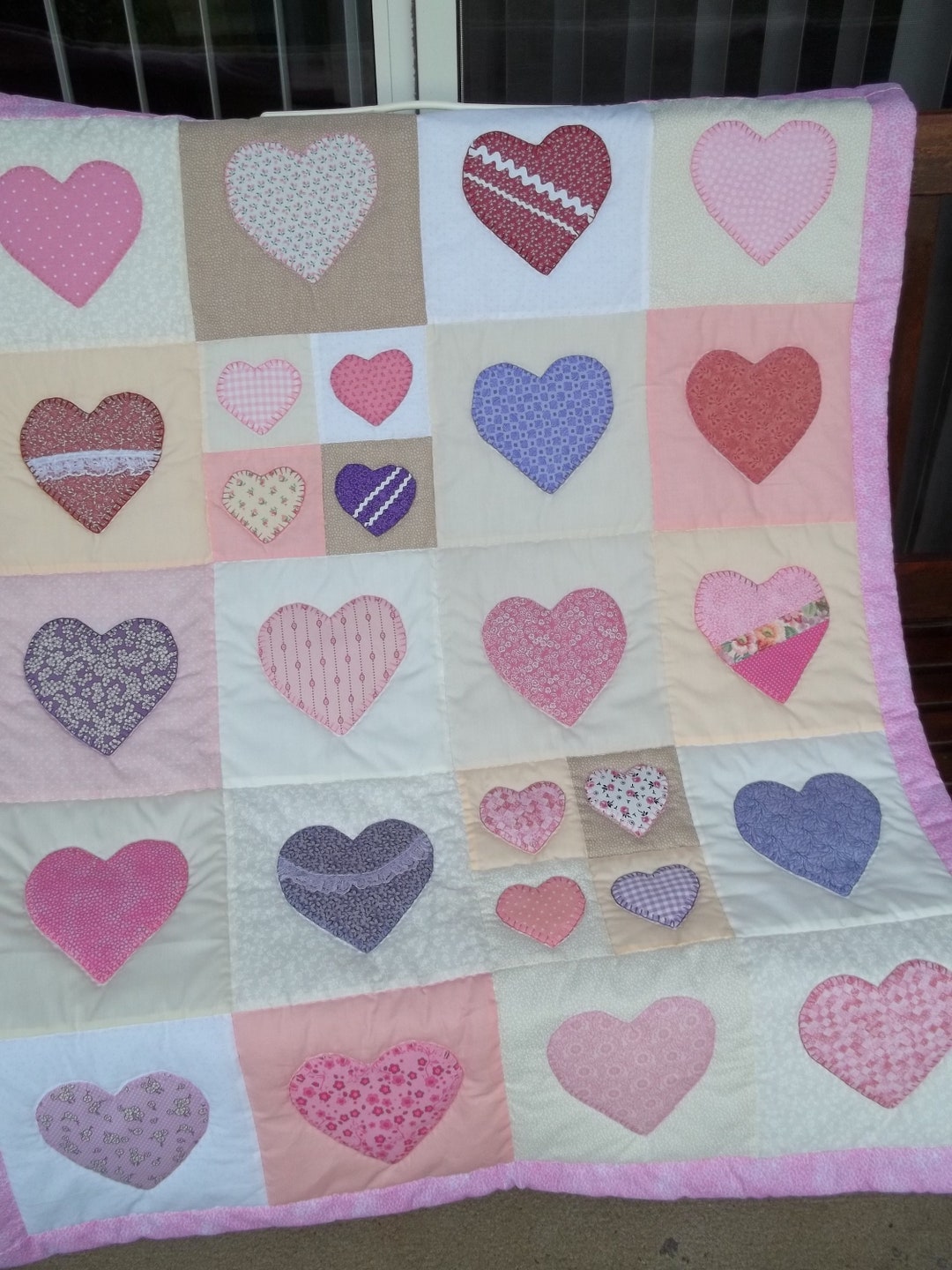 Applique Hearts Crib Quilt - Etsy