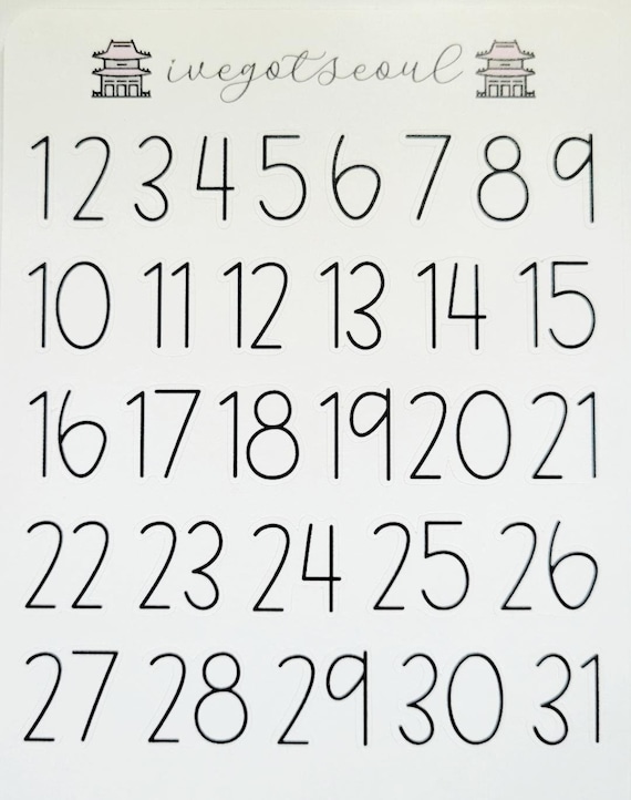 Planner Stickers Numbers 1-31 - Etsy