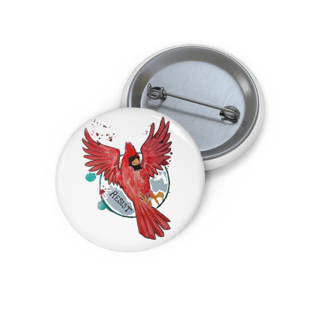 Red Cardinal RESIST Protest Pin Buttons - Etsy