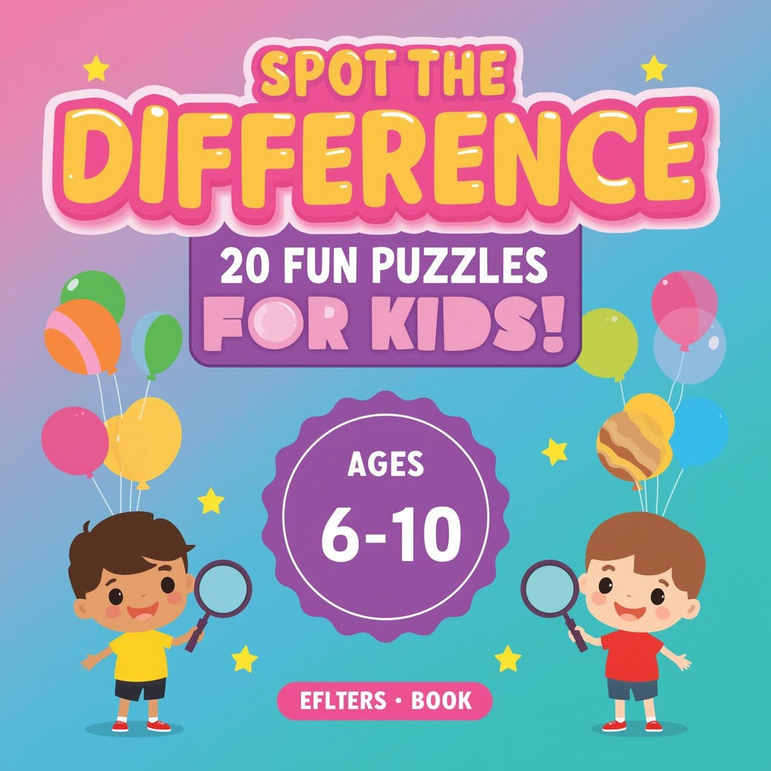 Spot the Difference Puzzle Book | 20 Fun Kids Activities (PDF Pattern ...