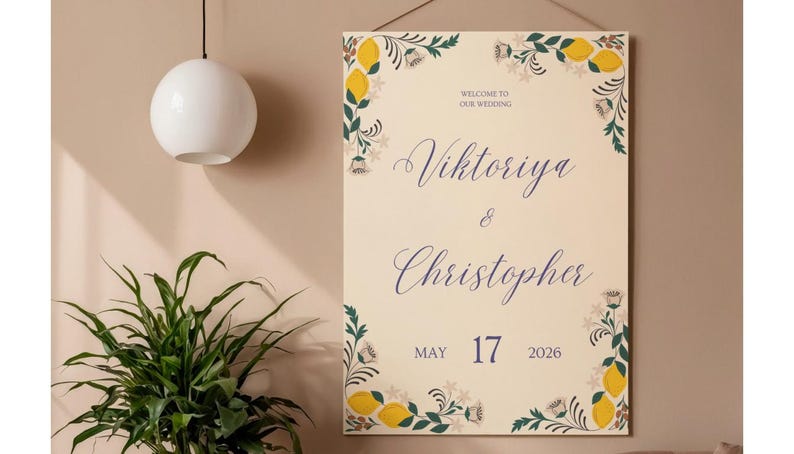 Lemon Welcome Sign, Digital Download, Editable Template - Etsy