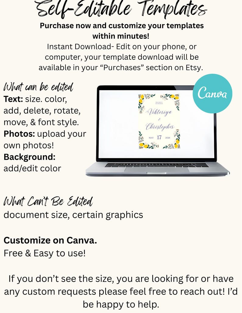 Lemon Welcome Sign, Digital Download, Editable Template - Etsy