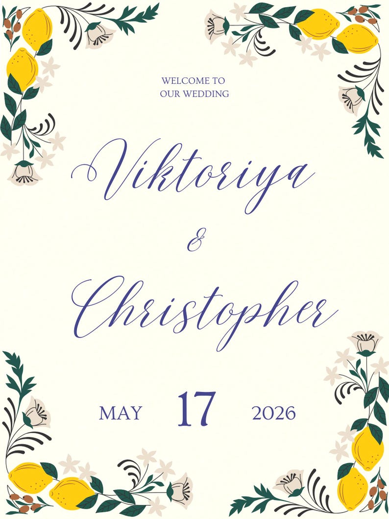 Lemon Welcome Sign, Digital Download, Editable Template - Etsy