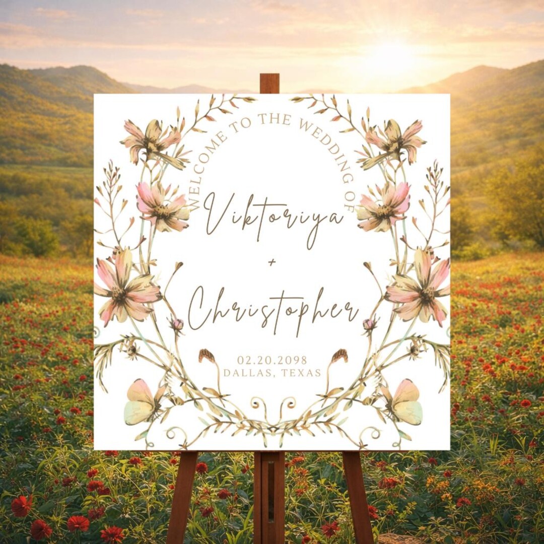 Wildflowers Wedding Sign, Digital Download, Editable Template - Etsy