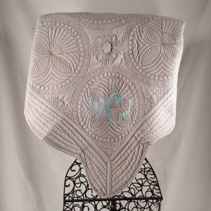 Monogrammed Baby Quilt Gray, Quilted Heirloom Baby Quilt, Gray Baby ...