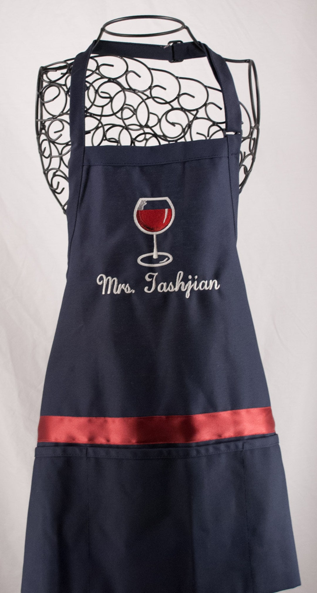 Personalized Apron - Red Wine Glass Apron - Monogrammed Apron - Bridal ...
