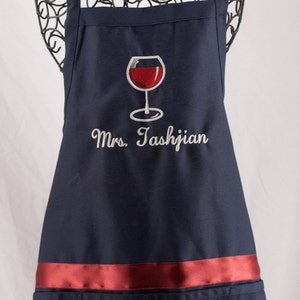Personalized Apron - Red Wine Glass Apron - Monogrammed Apron - Bridal ...