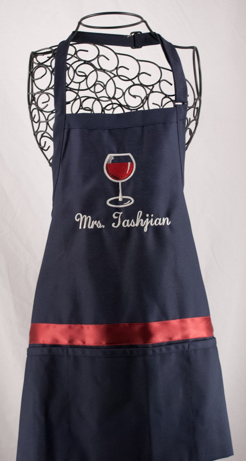 Personalized Apron Red Wine Glass Apron Monogrammed Apron | Etsy