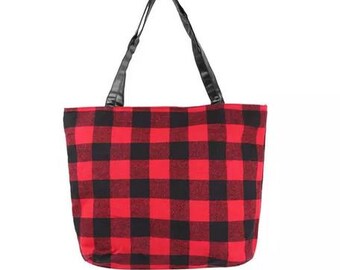 Buffalo Plaid Tote Bag - Etsy