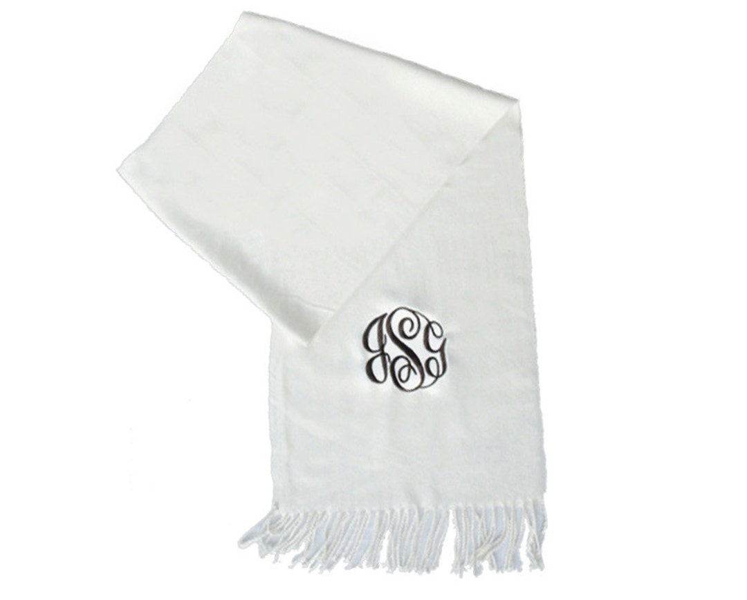 Monogrammed Scarf - Monogrammed Fringe Scarf - Bridesmaid Gift Idea ...