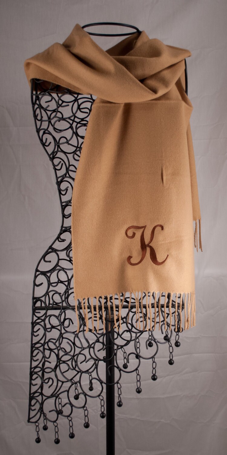 Monogrammed Cashmere Feel Scarf Monogrammed Shawl Bridesmaid | Etsy