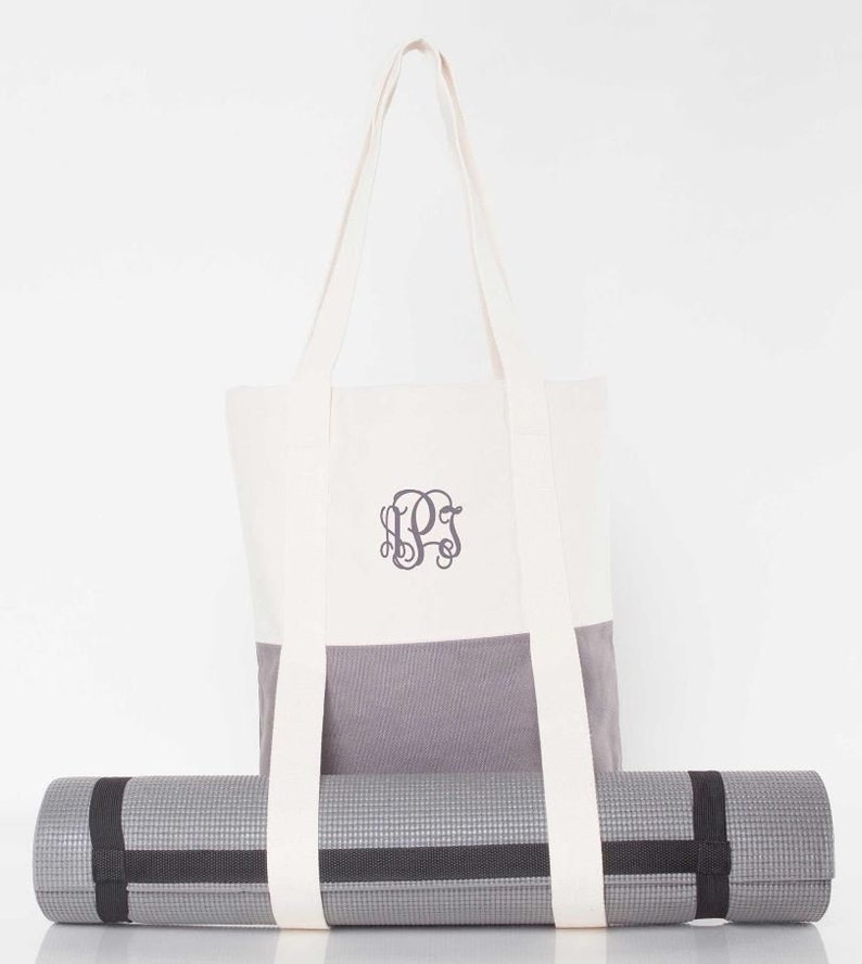Yoga Tote Canvas Yoga Mat Tote Bag Gray Trim Tote - Etsy