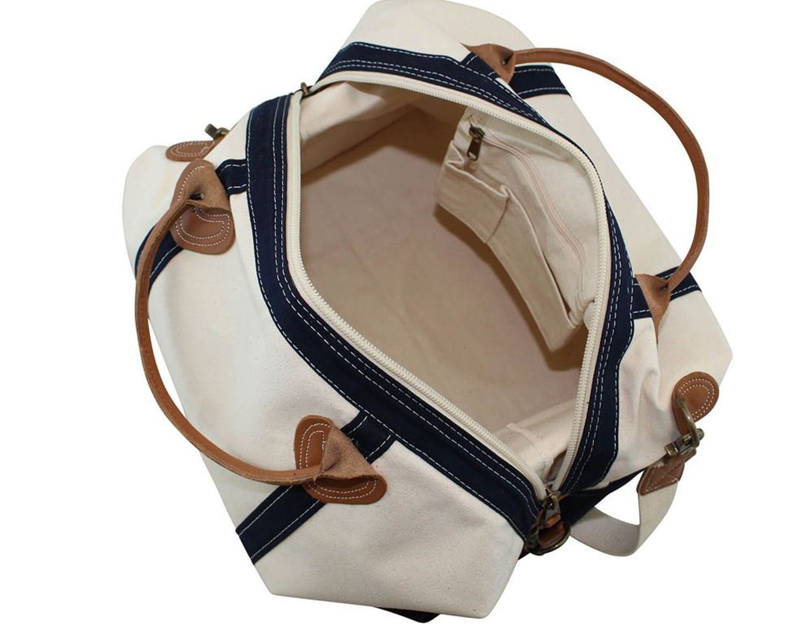 Personalized Canvas Weekender Bag, Navy Trim Weekender Tote ...