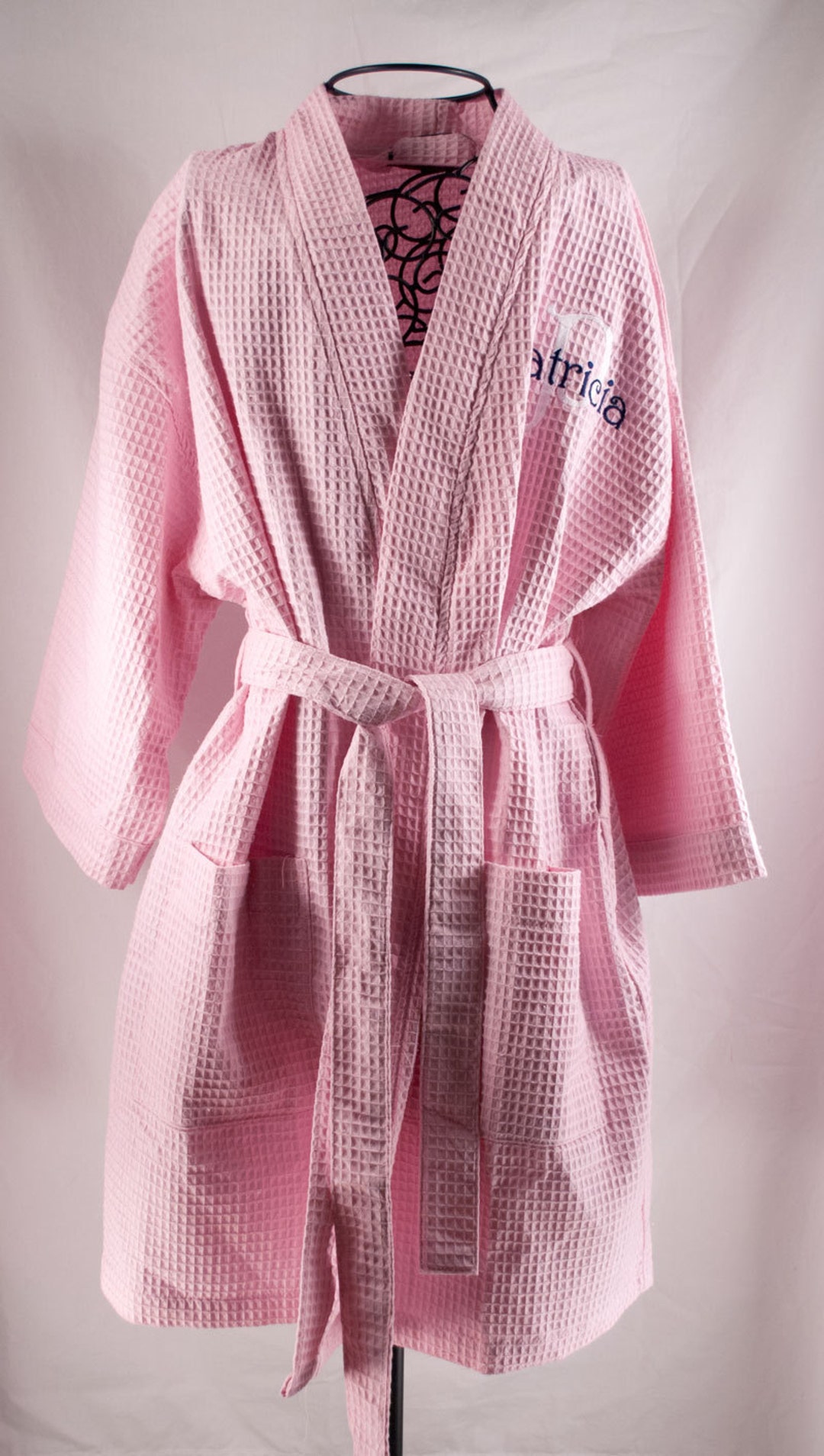 Monogrammed Waffle Robe - Pink Personalized Robe - Bridesmaid Robes ...