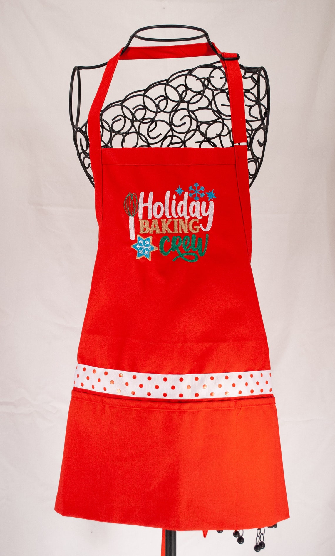 Christmas Apron, Holiday Apron, Baking Crew Gift, Cookie Exchange, Red ...