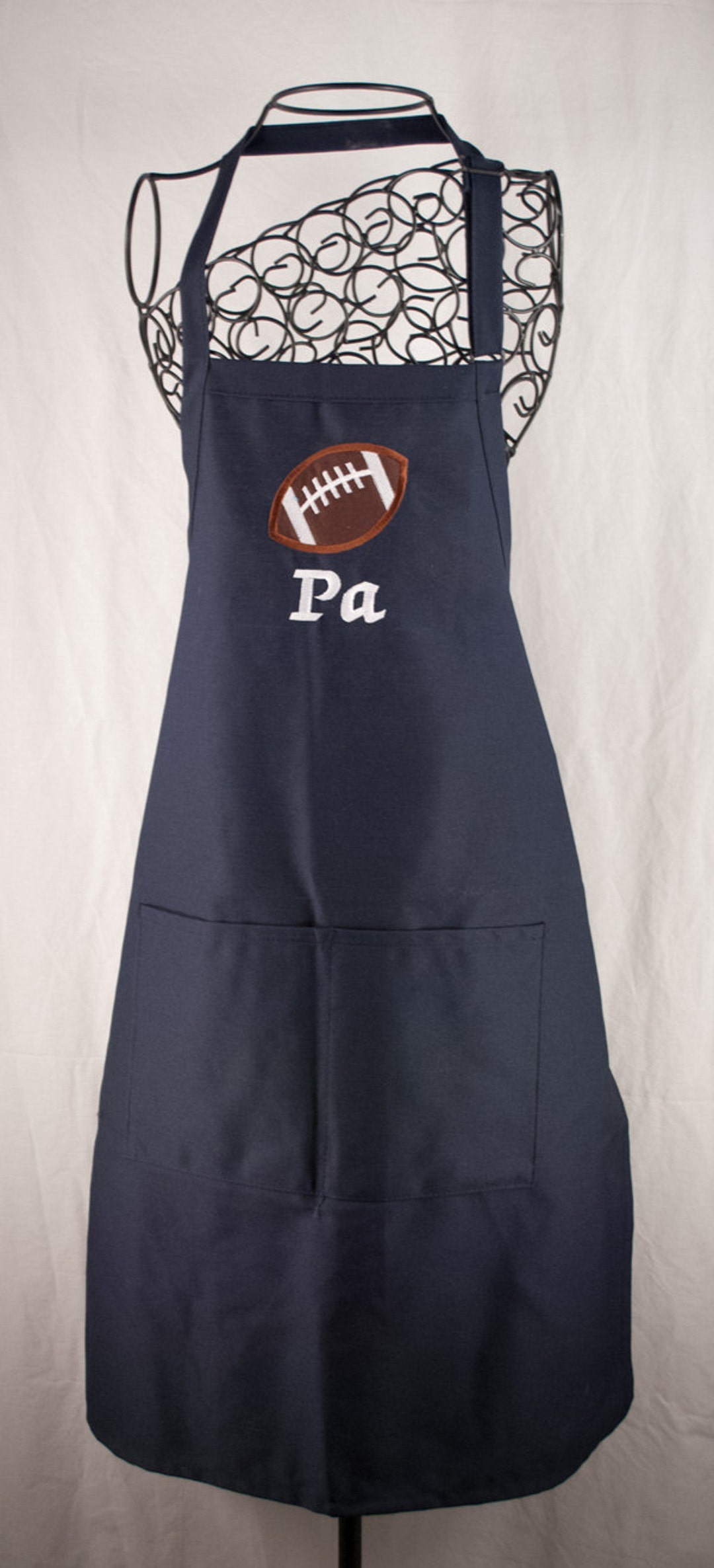 Mens Apron, Personalized Football Apron, Navy Apron, Embroidered Apron ...