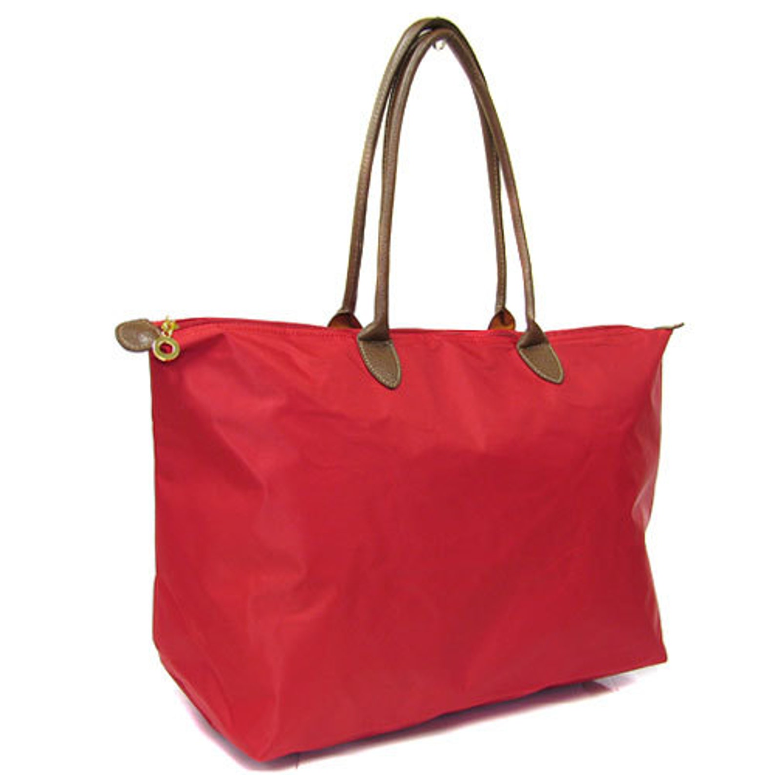 Monogrammed Large Red Tote With Zipper, Personalized Tote Bag, Nylon ...