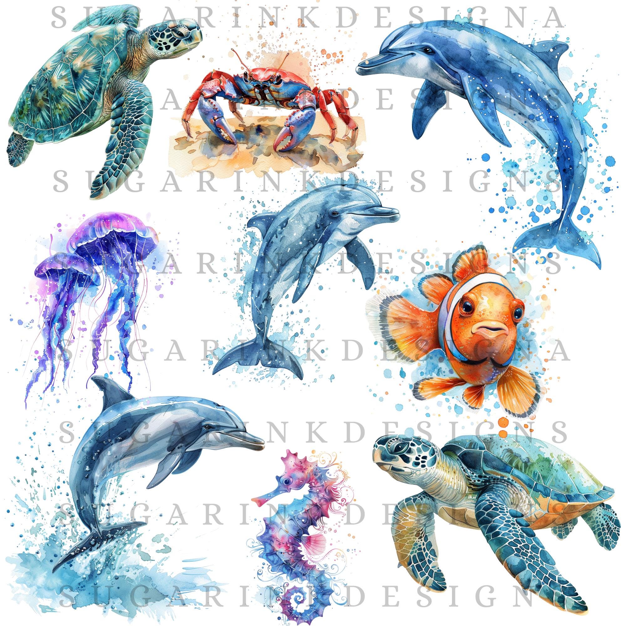 Summer Beach Watercolour Clipart Bundle, Tropical PNG, 131 Transparent ...