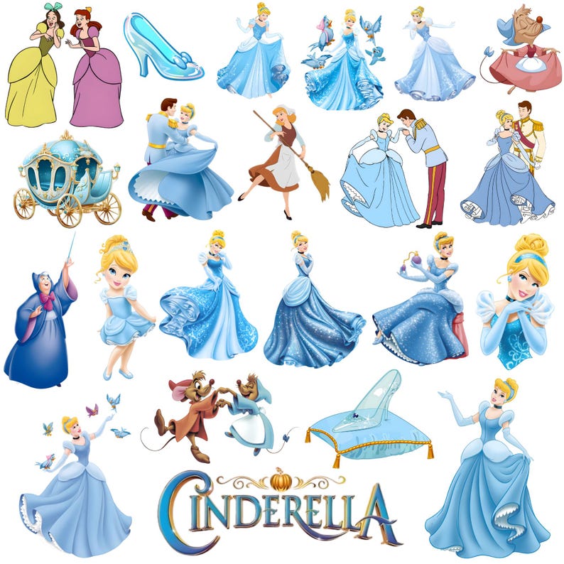 Cinderella PNG Cliparts Bundle, Cinderella PNG Cartoon Sublimation ...