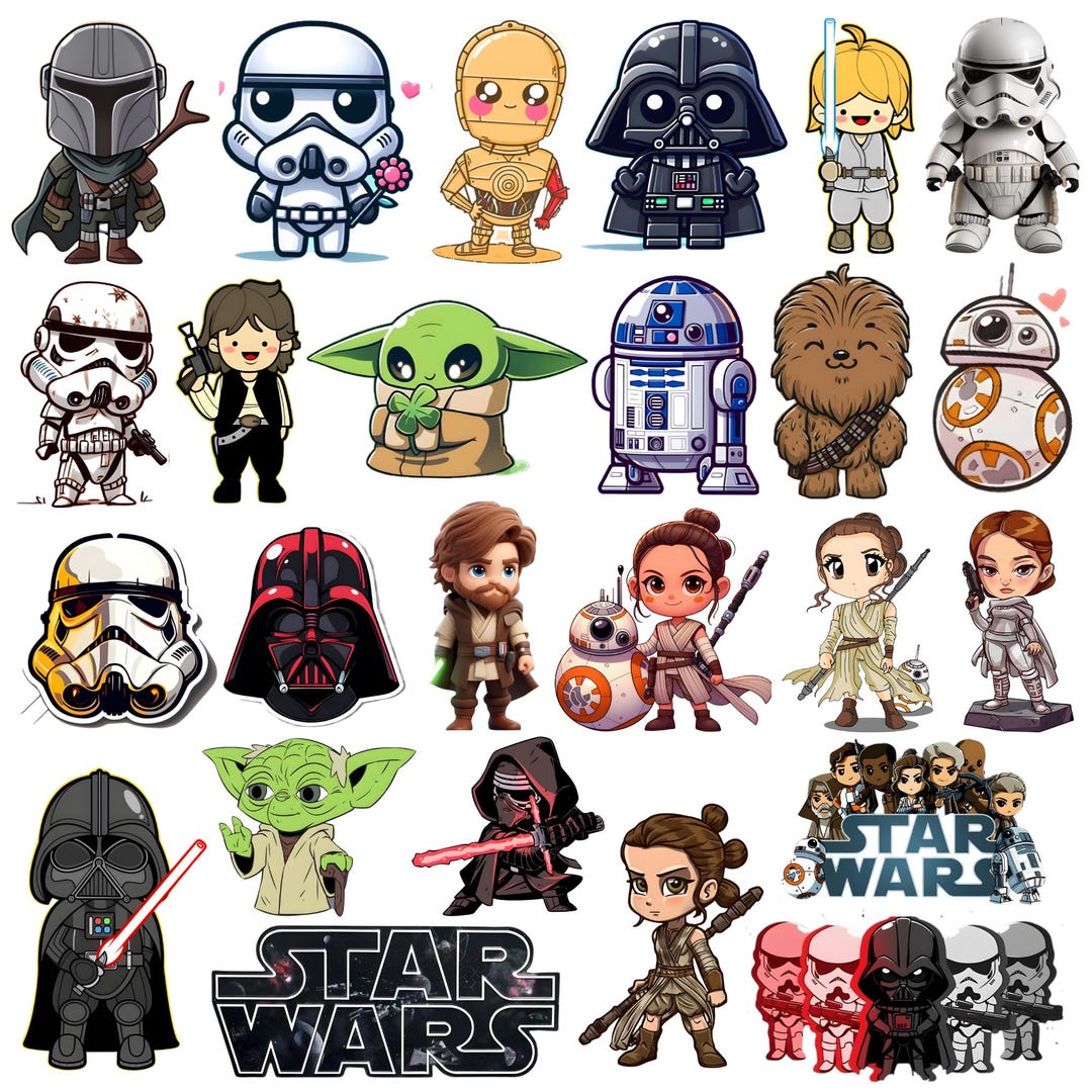 Star Wars Chibi Clipart Bundle,star Wars Bundle SVG Files, Chibi Star ...