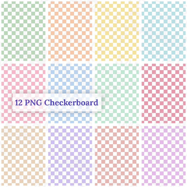 Pastel Checkerboard Digital Paper 12 PNG Seamless Checkered Scrapbook ...