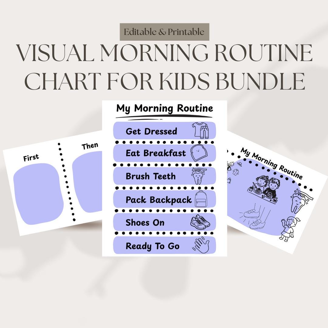 Visual Morning Routine Chart for Kids | Printable & Editable - Etsy