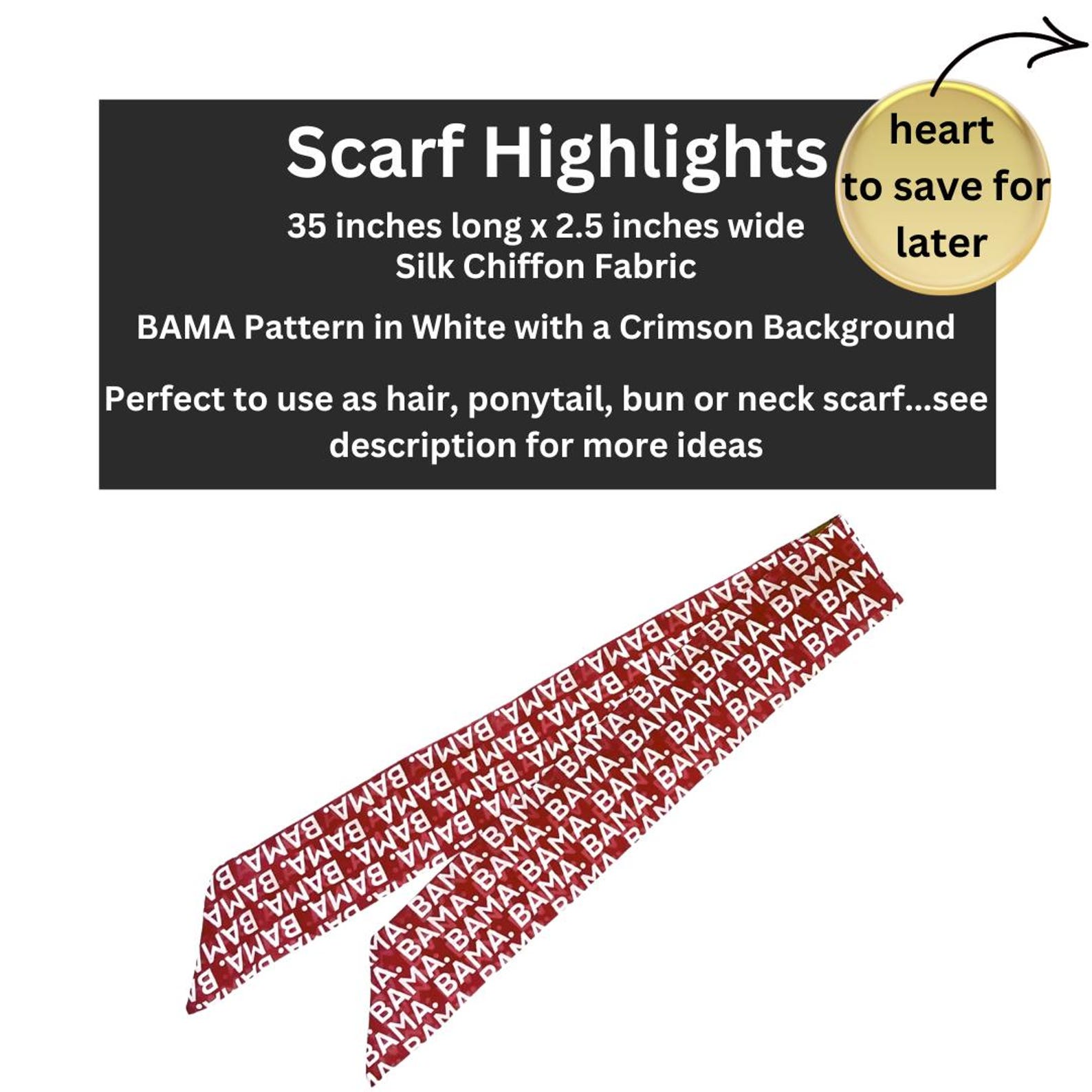 Alabama Crimson Roll Tide Fabric Hair Tie - Versatile Accessory for ...