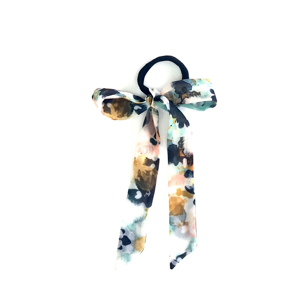 Extra Narrow Bow Hair Tie. Fabric Hair Tie for Ponytail, Braid, Bun or ...