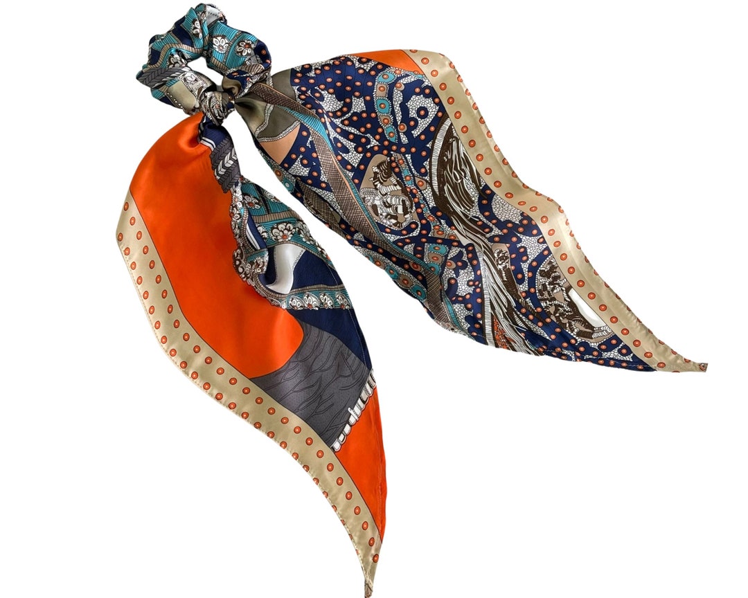 Long Tail Scarf Scrunchie for Ponytail or Bun. Modern Women's Hair ...