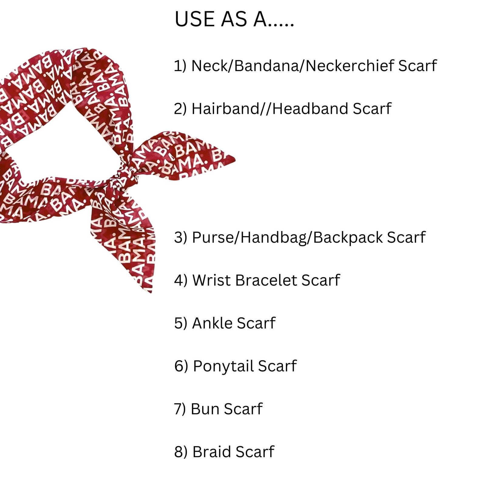 Alabama Crimson Roll Tide Fabric Hair Tie - Versatile Accessory for ...