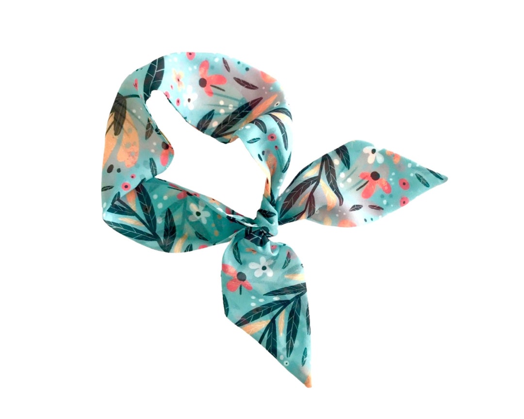 Short Neck Scarf. Fabric Hair Tie for Ponytail, Bun, Braid, Top Knot ...