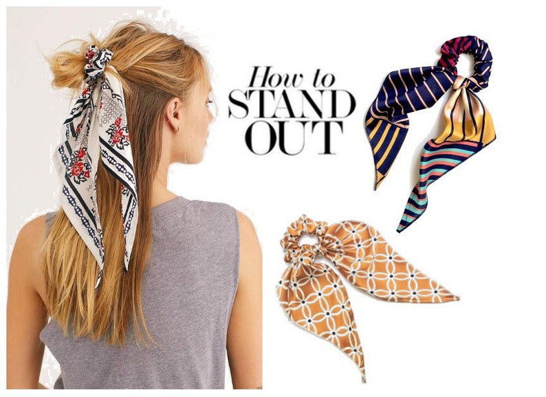 Silk Hair Scarf Scrunchie for Ladies. Modern Scrunchy With - Etsy