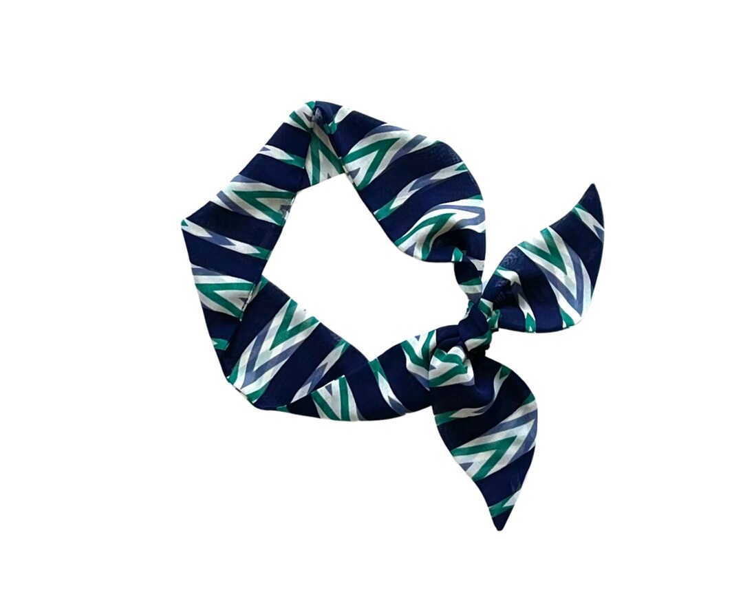 Short Hair Scarf. Striped Skinny Scarf for Ponytail, Bun, Top Knot ...