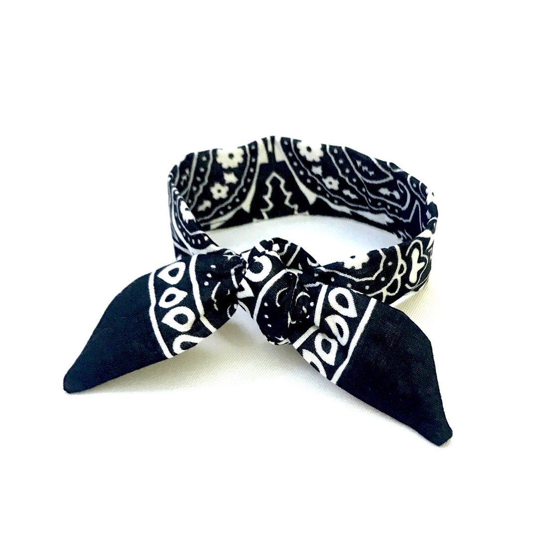 Black Bandana Bun Wire Wrap: Country Western Top Knot Hair Tie for ...