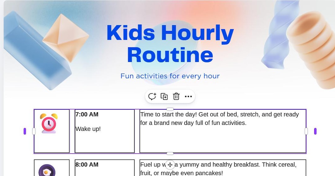 Kids Daily Routine Chart | Hourly Schedule Printable (PDF Download) - Etsy