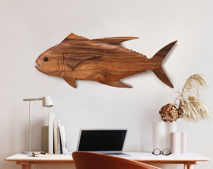 Tuna Fish Teak 2D Sculpture Beach Décor by SEASTYLE - Etsy