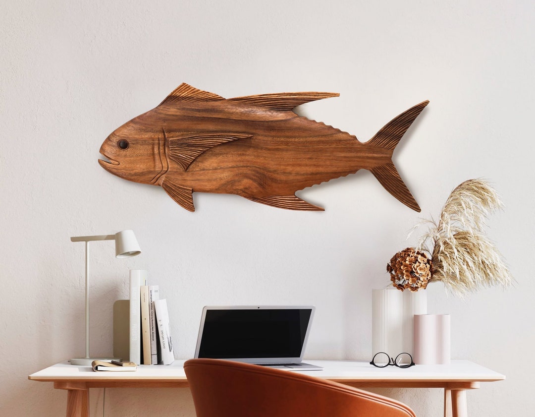 Tuna Fish Teak 2D Sculpture Beach Décor by SEASTYLE - Etsy