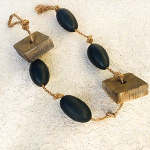 Black Painted Wood Ball Strings With Driftwood Nautical Beach Decor by ...