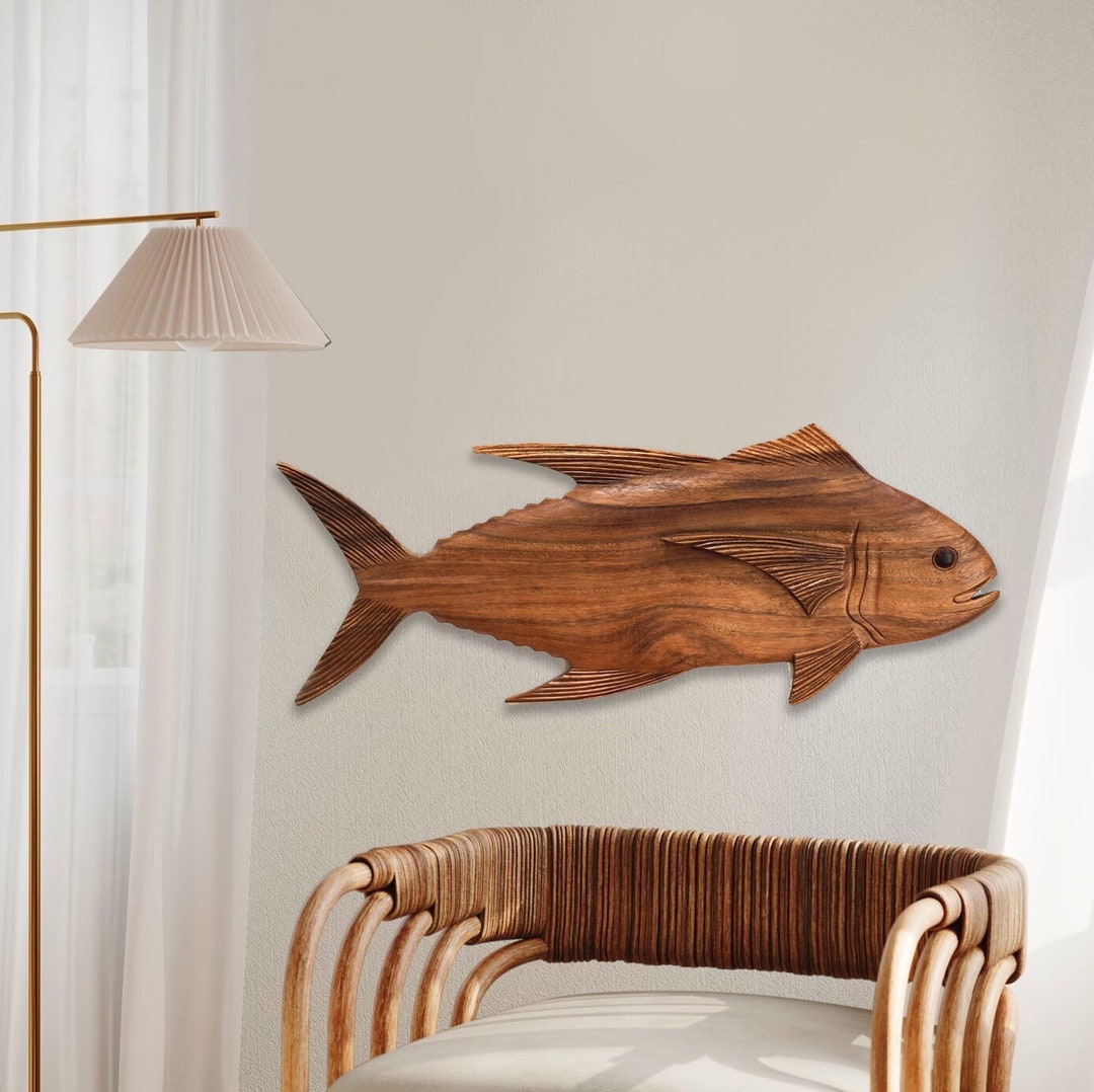 Tuna Fish Teak 2D Sculpture Beach Décor by SEASTYLE - Etsy
