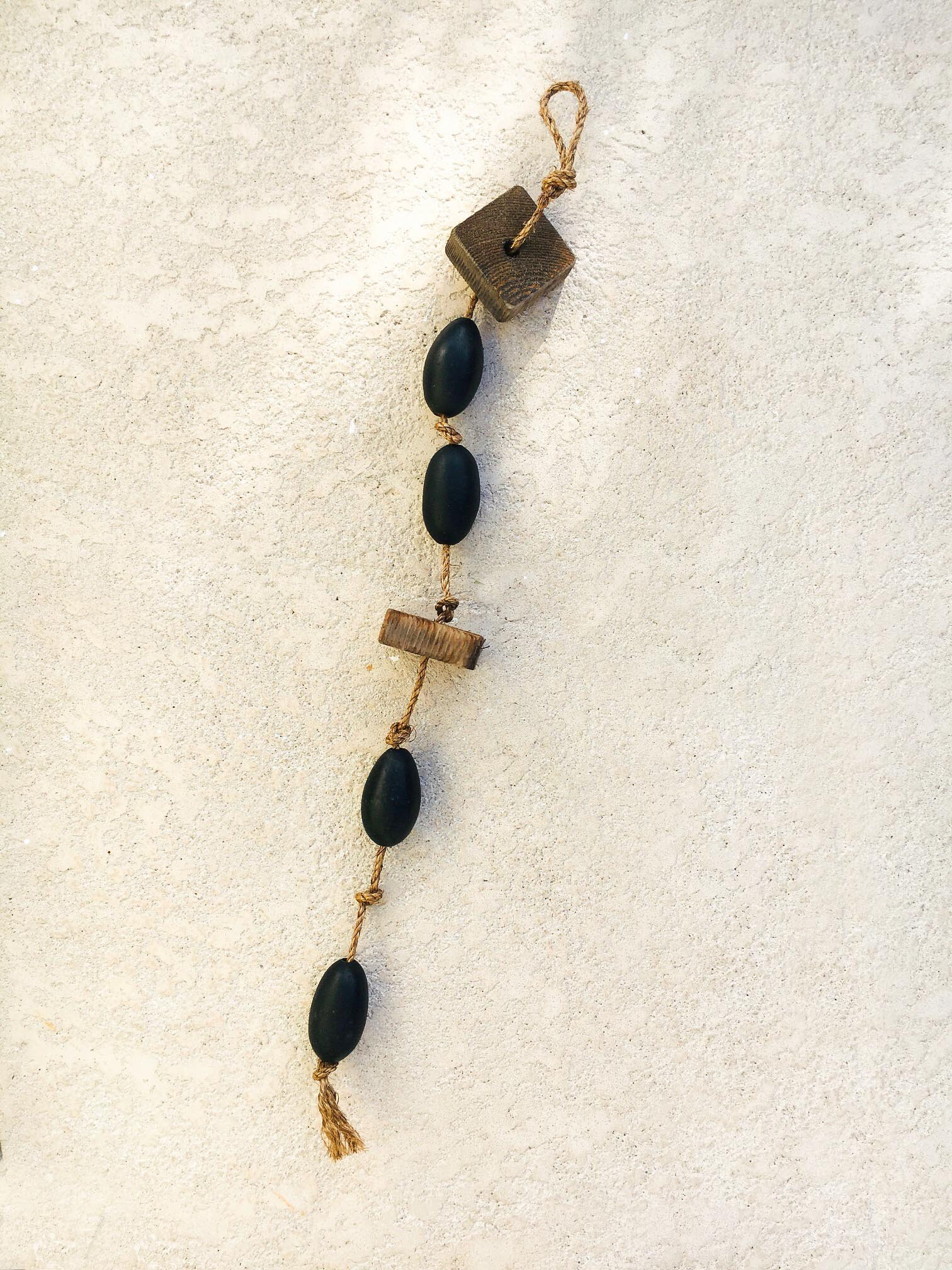 Black Painted Wood Ball Strings With Driftwood Nautical Beach Decor by ...