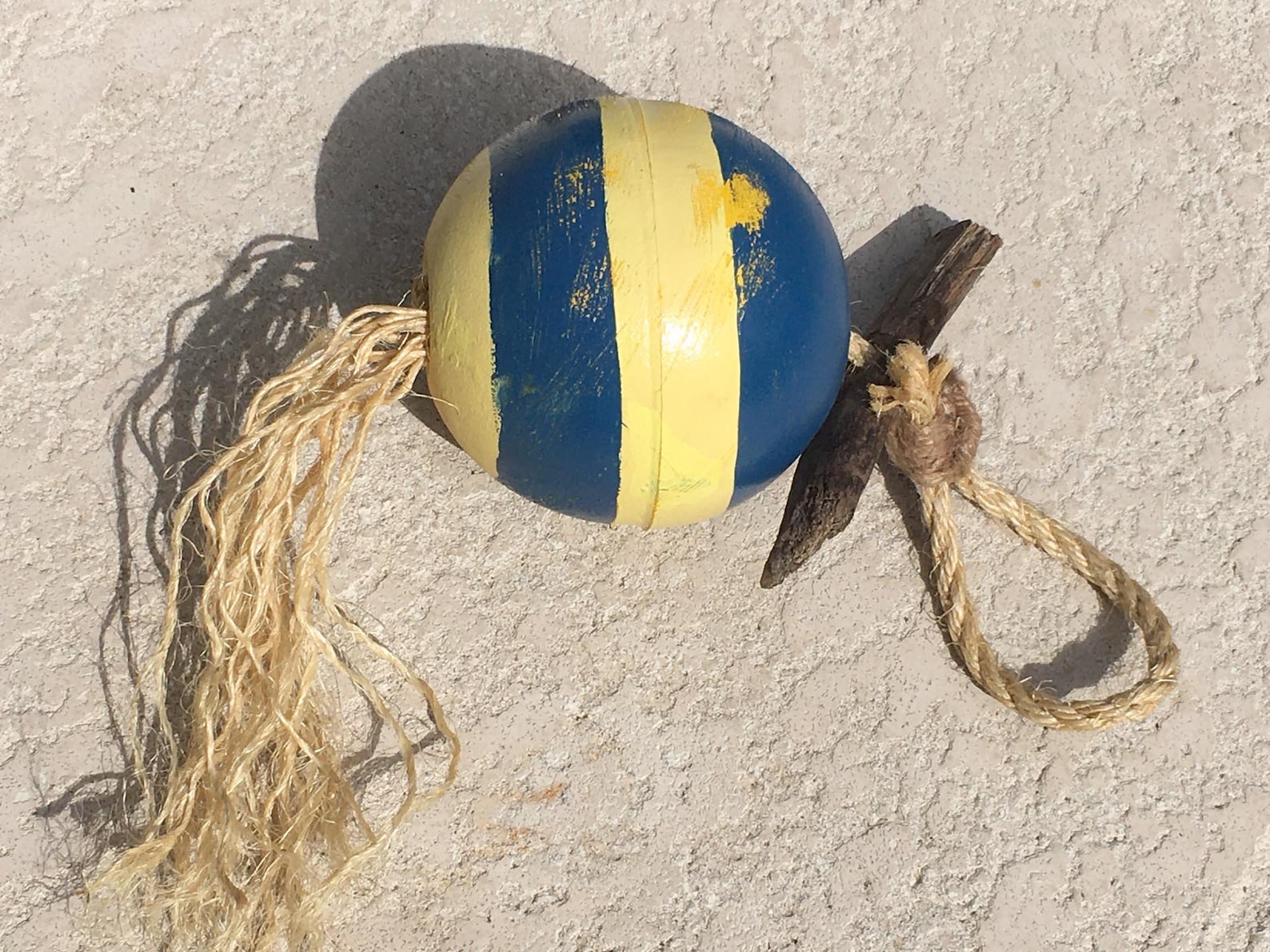 Float Buoy Blue Yellow Rope Vintage Nautical by SEASTYLE | Etsy