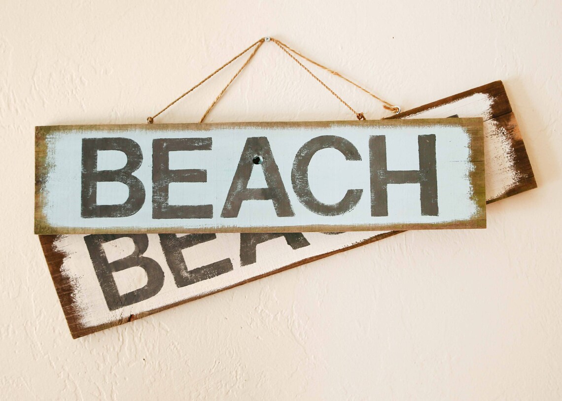 Beach decor 22x6 BEACH Sign Nautical Reclaimed Wood | Etsy