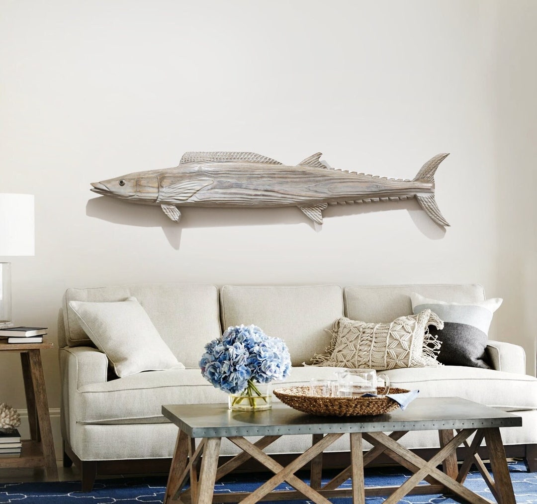 Wahoo Fish 52" Driftwood 2D Sculpture Beach Décor by SEASTYLE - Etsy