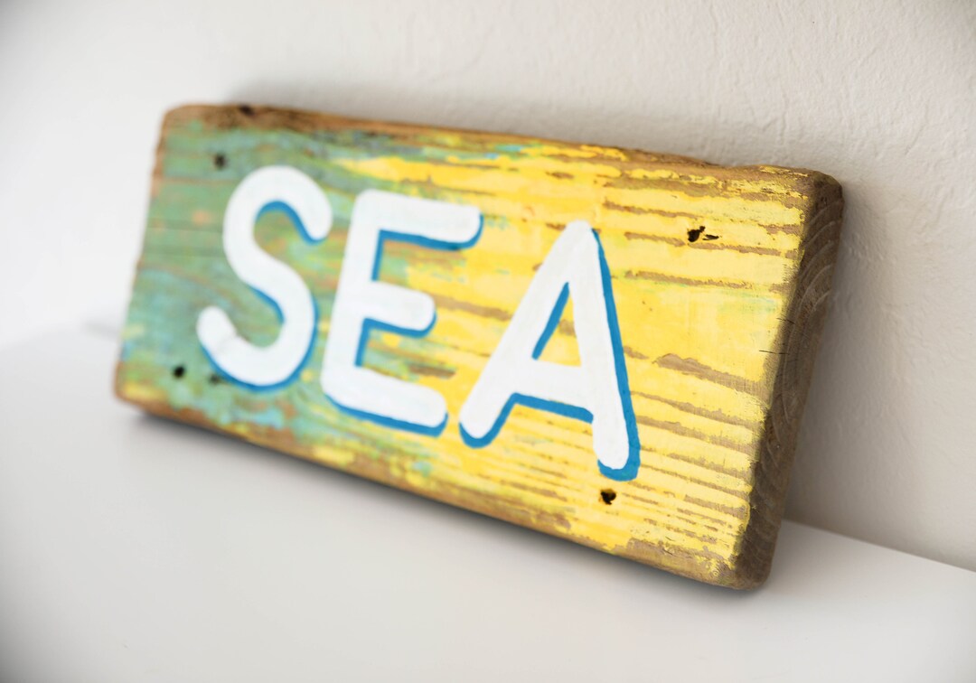 Driftwood SEA Sign 16" Nautical Beach Decor by SEASTYLE - Etsy
